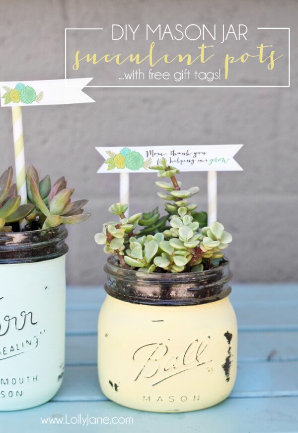 DIY-Mason-Jar-Succulent-Pots-with-free-printable-gift-tags-600×871